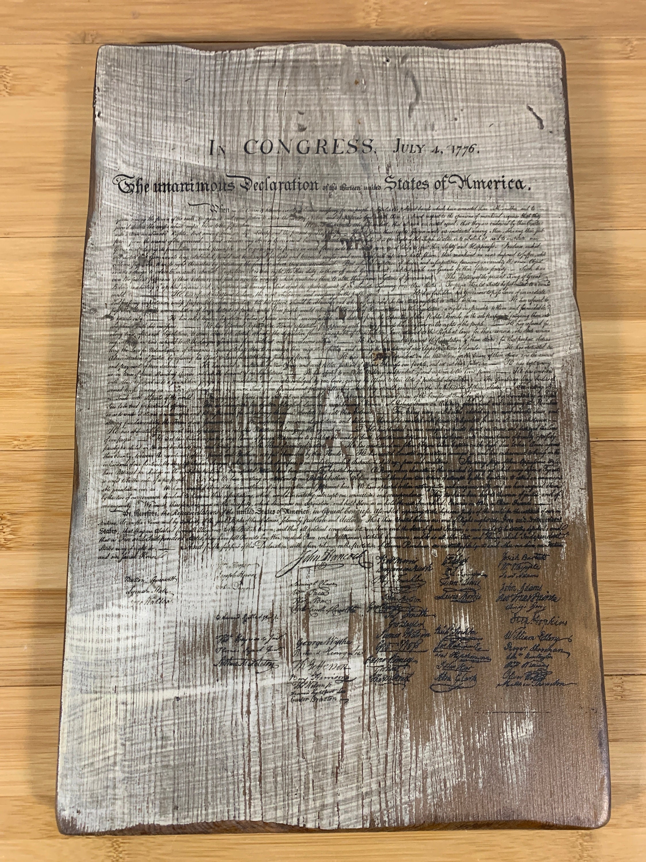 Declaration of Independence Wall Art Home Made With 100% Recycled ...