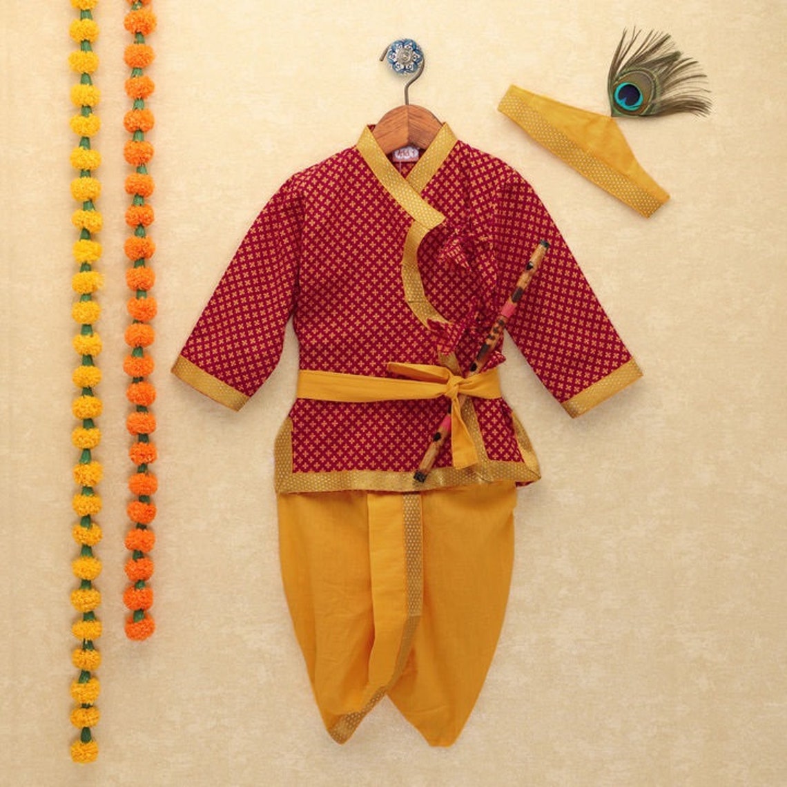 Baby Boy Krishna Outfit janmashtami Krishna Dhoti Kurta Set for Boys ...