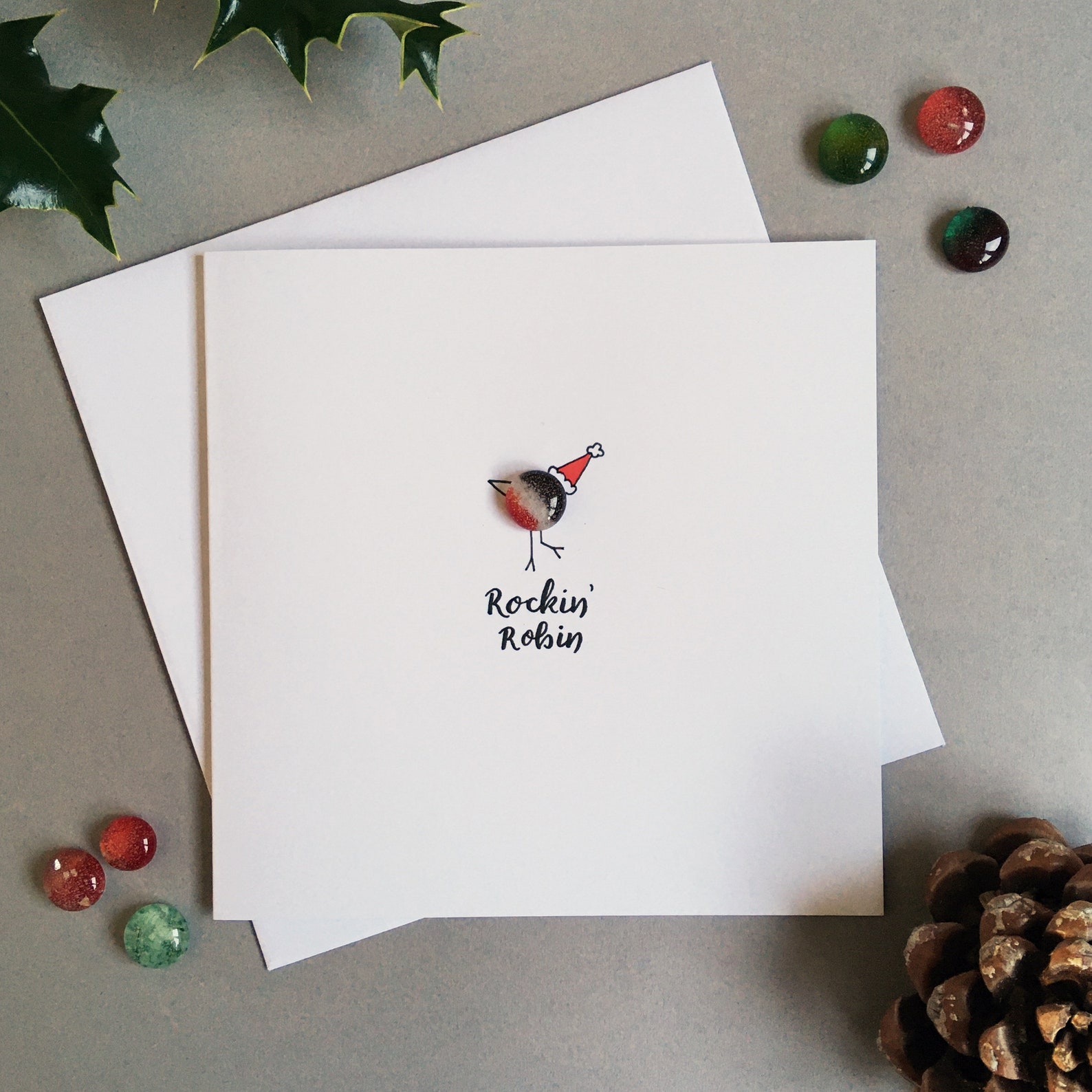 Robin Christmas Card Featuring a Handmade Fused Glass Bead and - Etsy UK