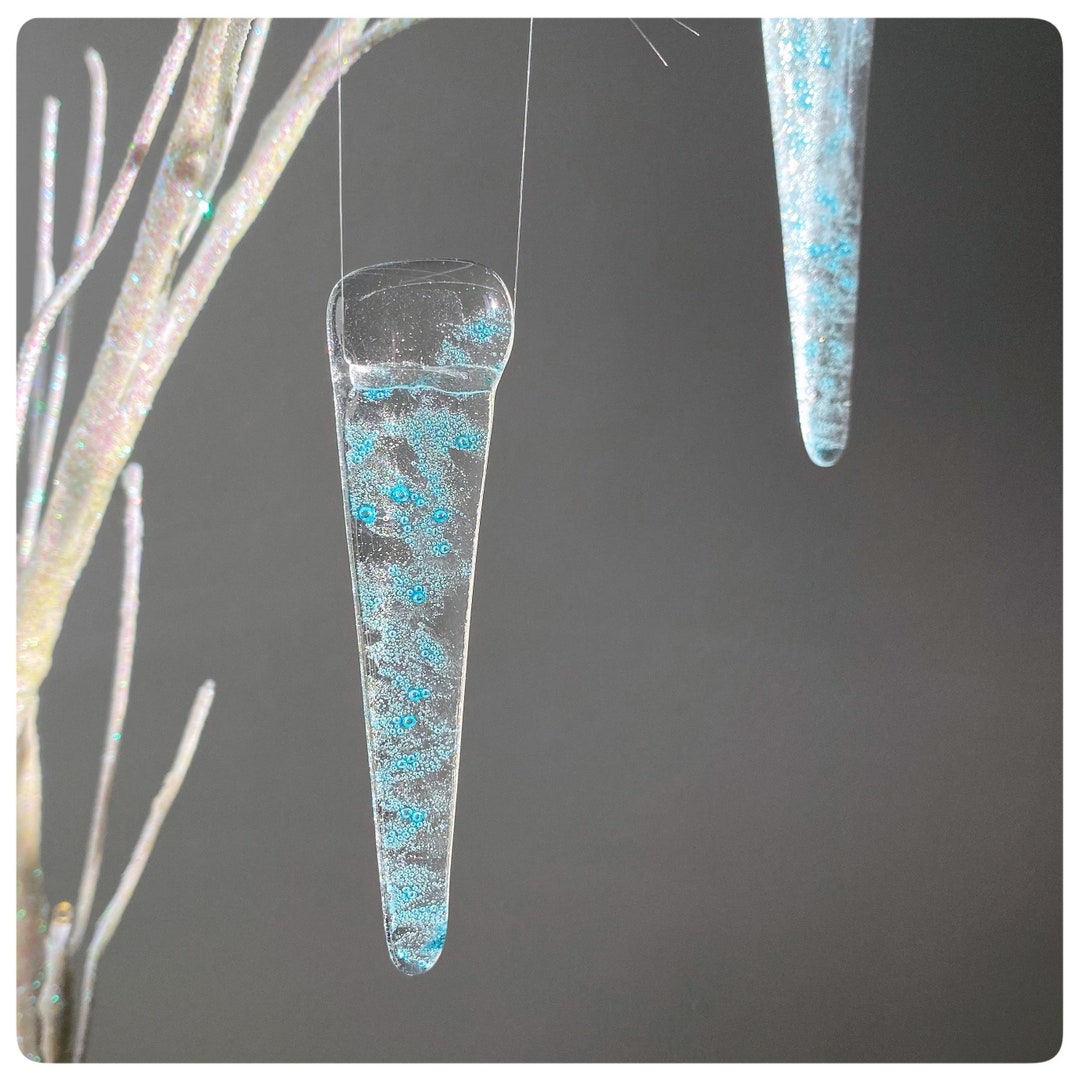 Blue Glass Icicle Hanging Decoration for Christmas Tree - Etsy