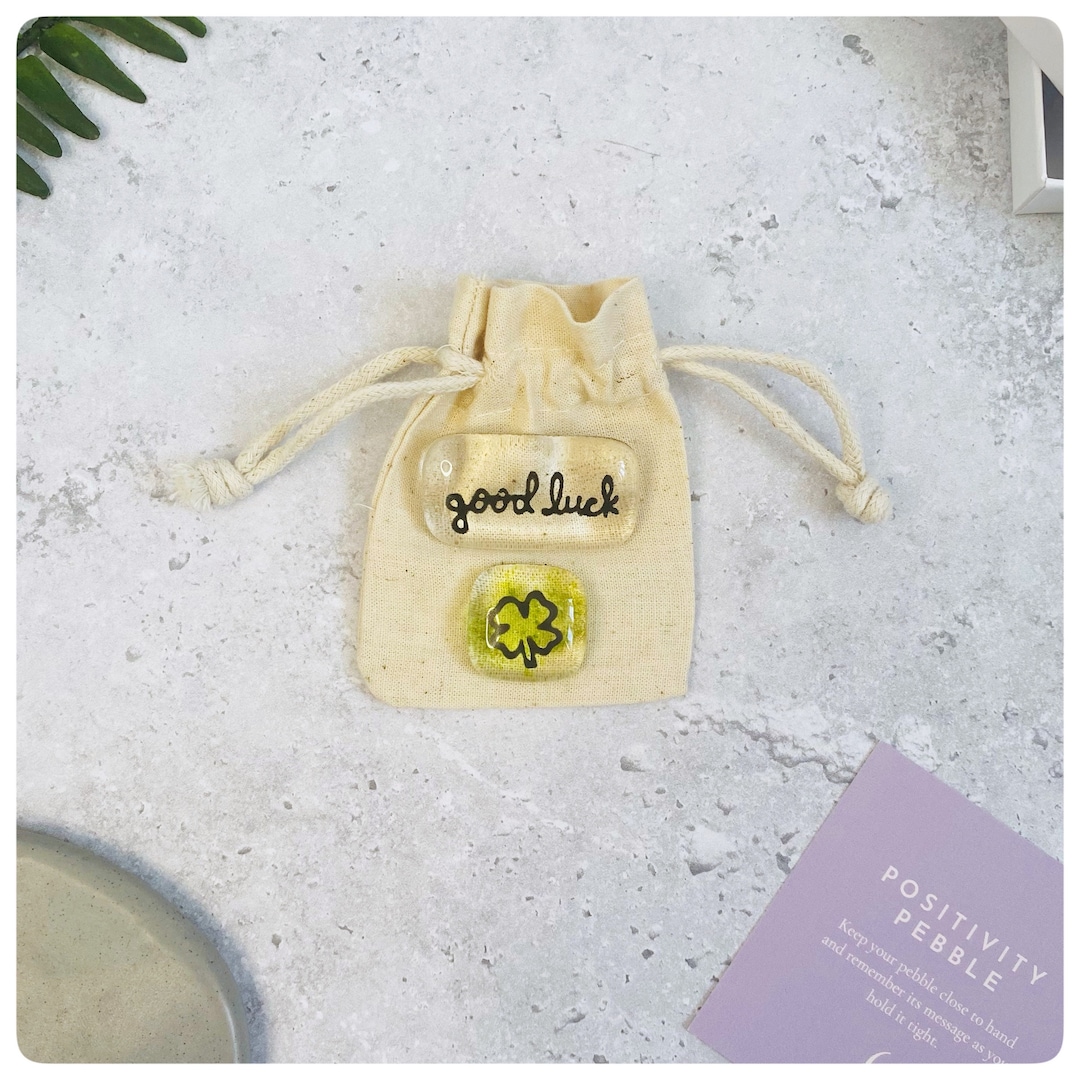 Good Luck Gift - Pocket Positivity Pebble Set Made of Fused Glass ...