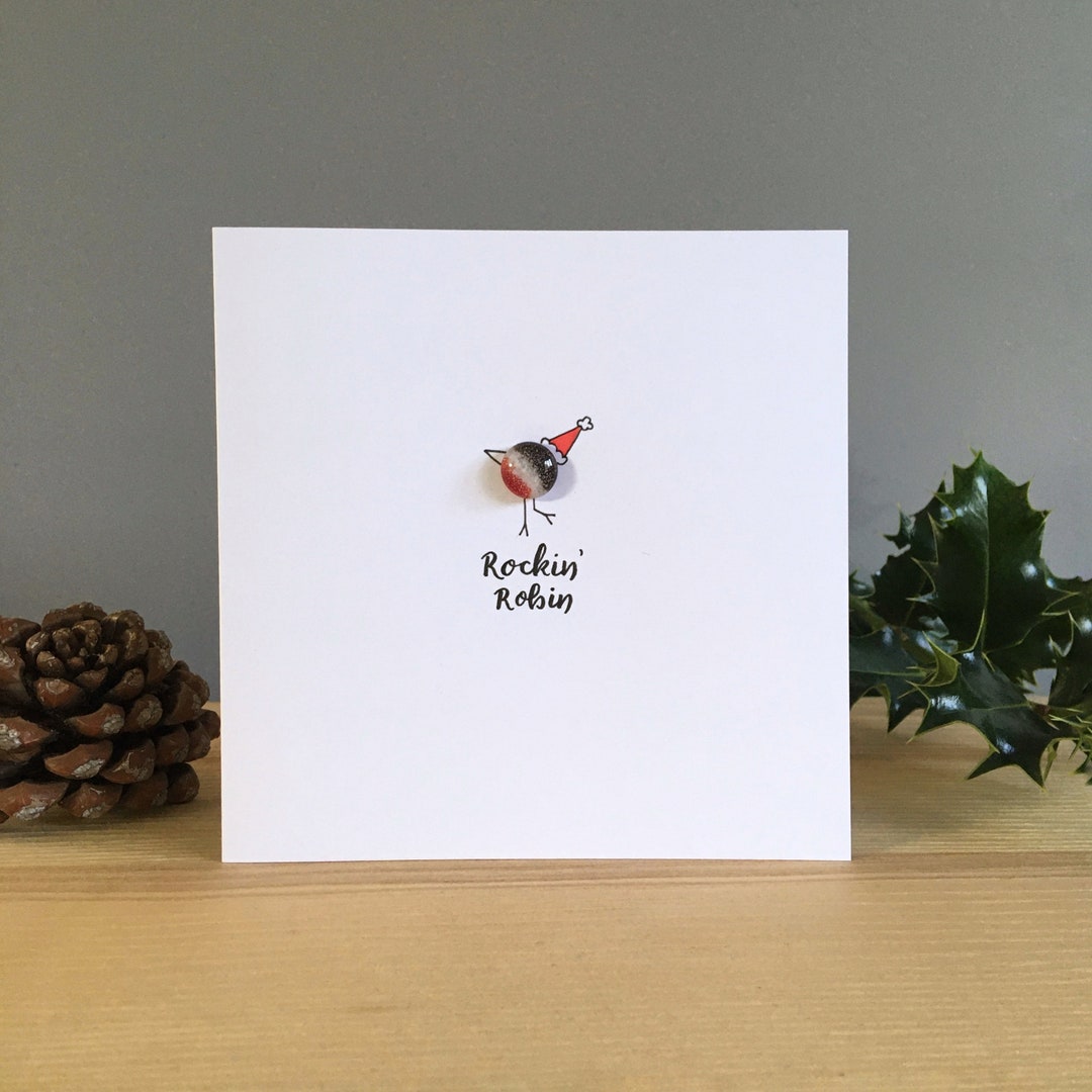 Robin Christmas Card Featuring a Handmade Fused Glass Bead and - Etsy UK