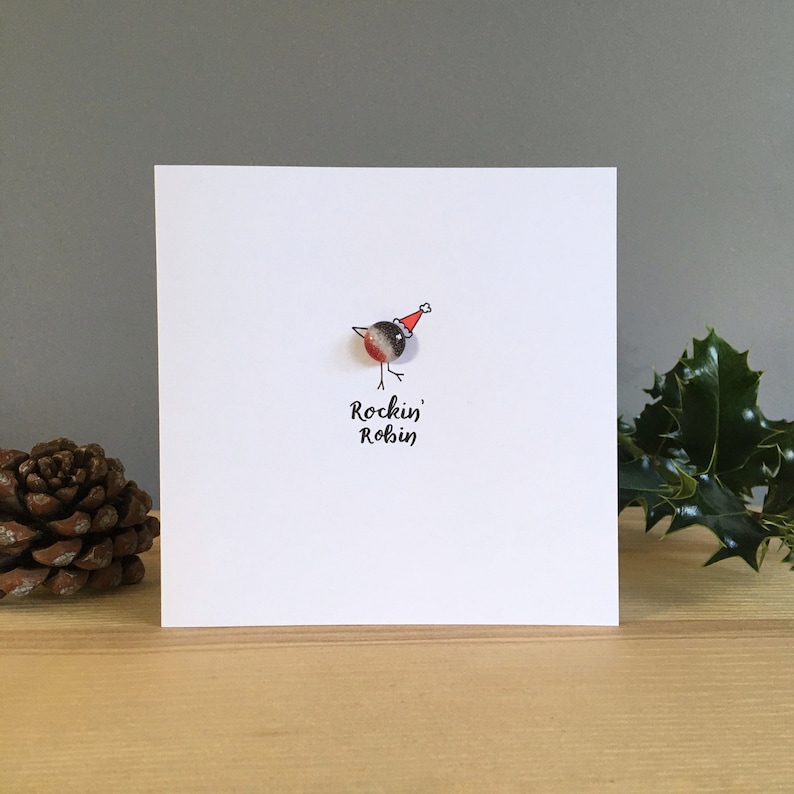 Robin Christmas Card Featuring a Handmade Fused Glass Bead and - Etsy UK