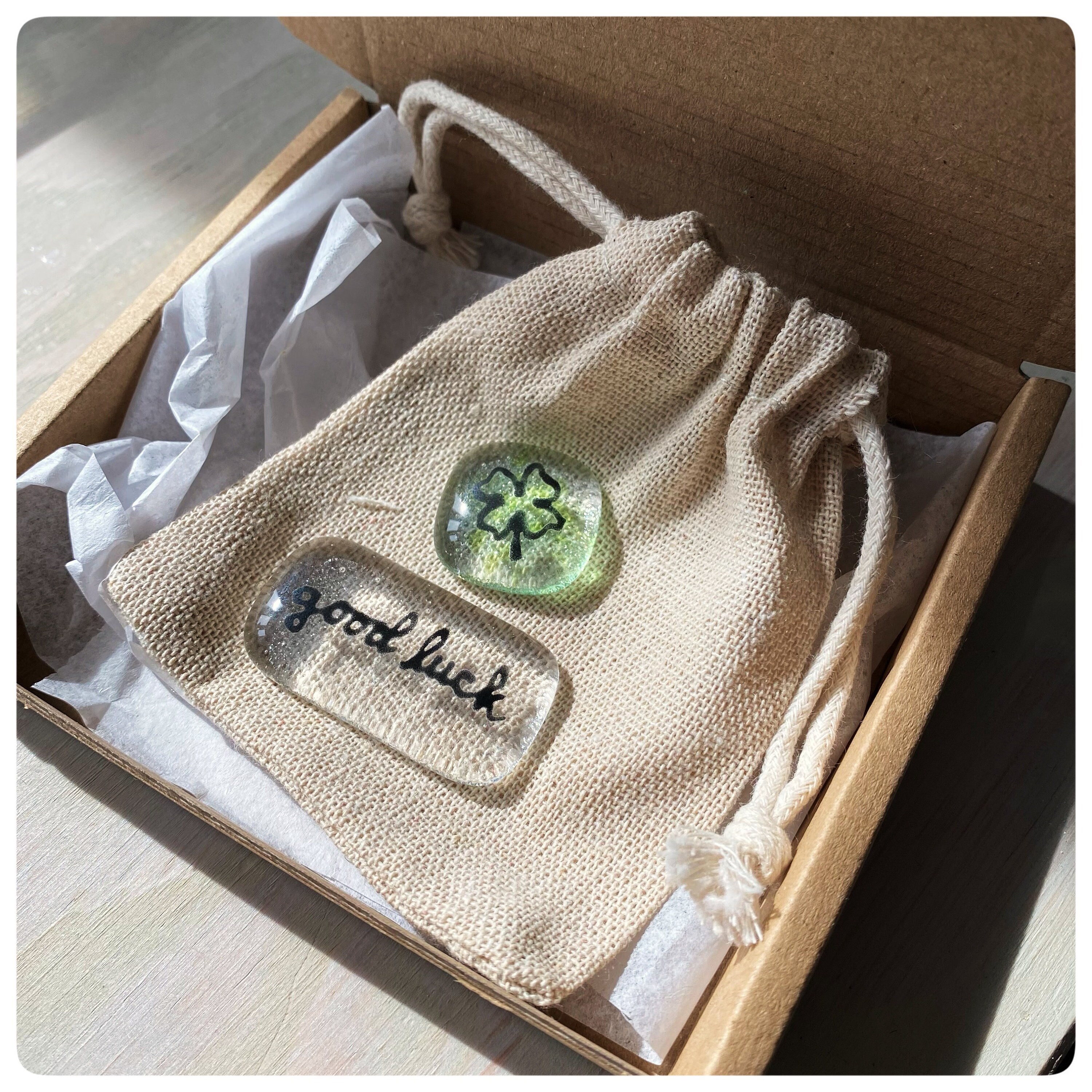 Good Luck Gift Pocket Positivity Pebble Set Made of Fused - Etsy