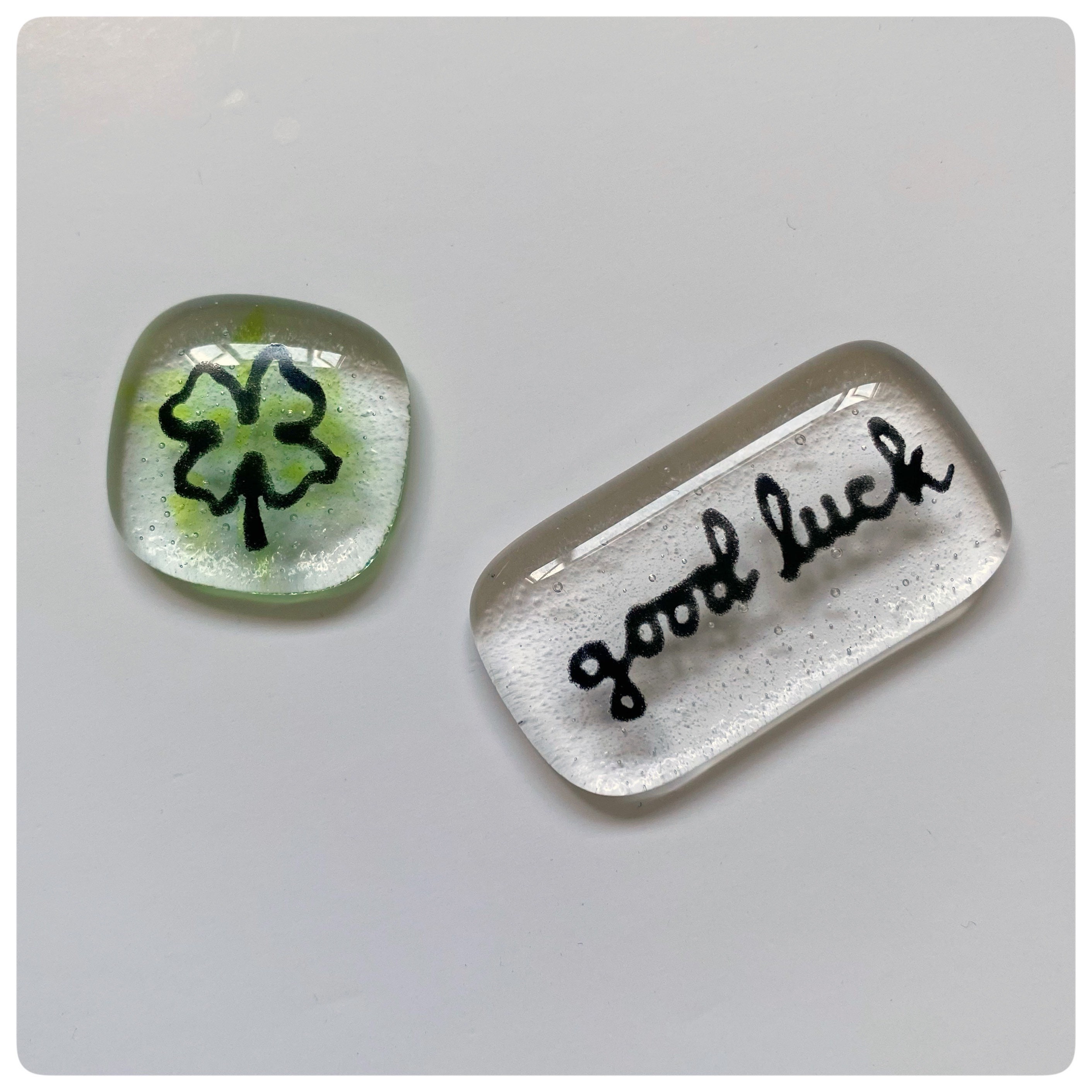 Good Luck Gift Pocket Positivity Pebble Set Made of Fused - Etsy