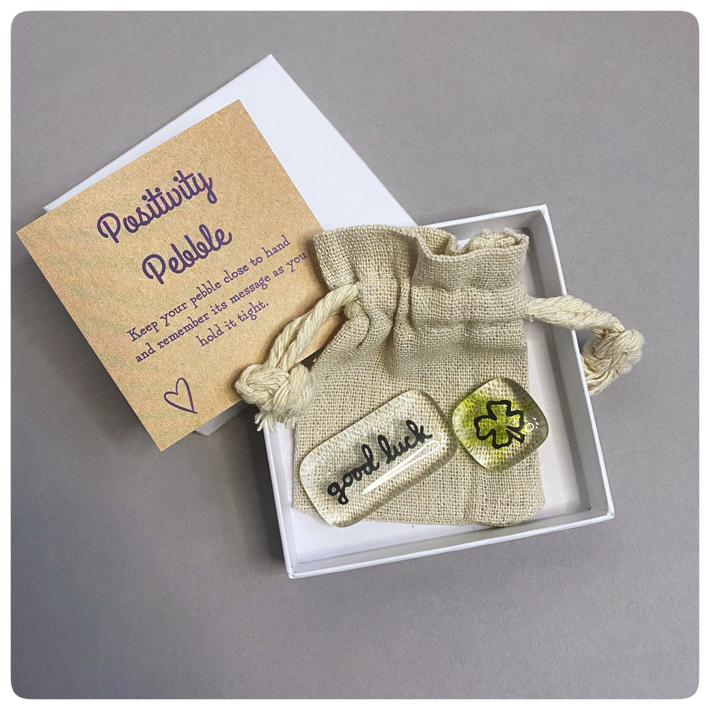 Good Luck Gift Pocket Positivity Pebble Set Made of Fused - Etsy