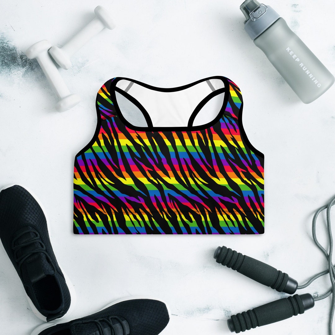 Padded Sports Bra Rainbow Stripes - Etsy