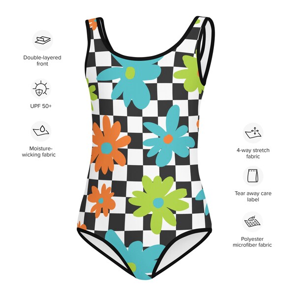 Black and White Checkered Swimsuit - Etsy