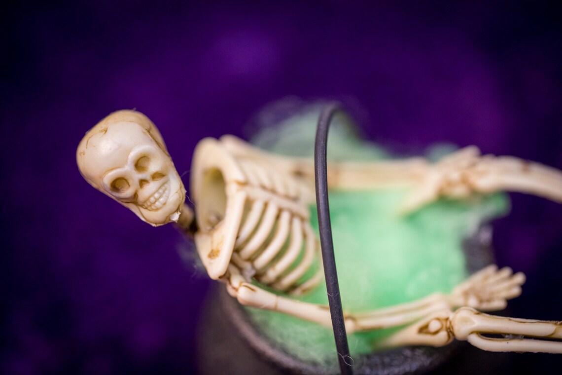 Mini Witch Cauldron Ornament Skeleton Eyeball Potion | Etsy