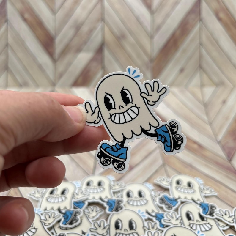 Roller Skating Spooky Ghost Sticker - Etsy