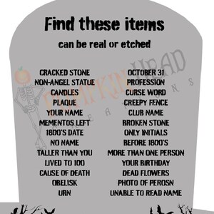 Halloween Cemetery Scavenger Hunt: Hard Level (digital Download) - Etsy