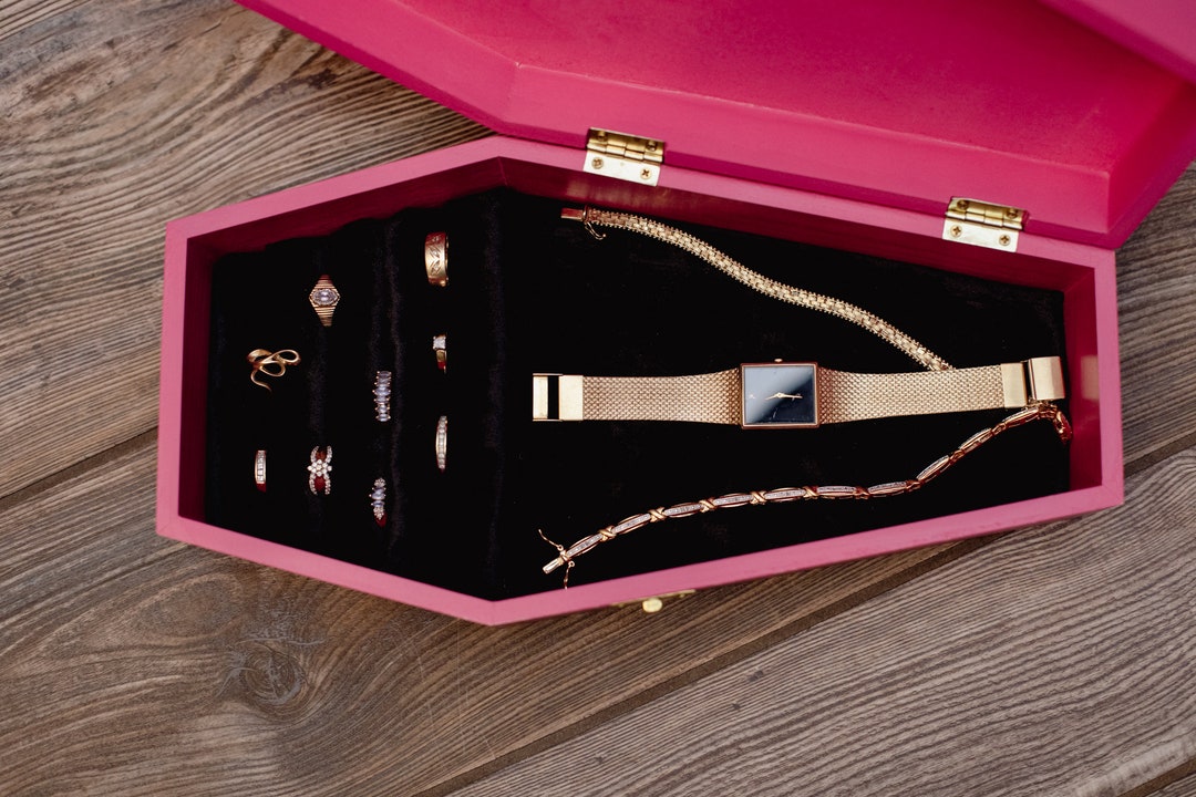 Pink Wooden Coffin Box Coffin Jewelry Box Coffin Ring Box - Etsy