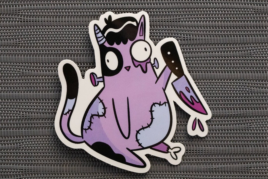 Stabby Franken Cat Sticker, Frankenstein's Cat - Etsy