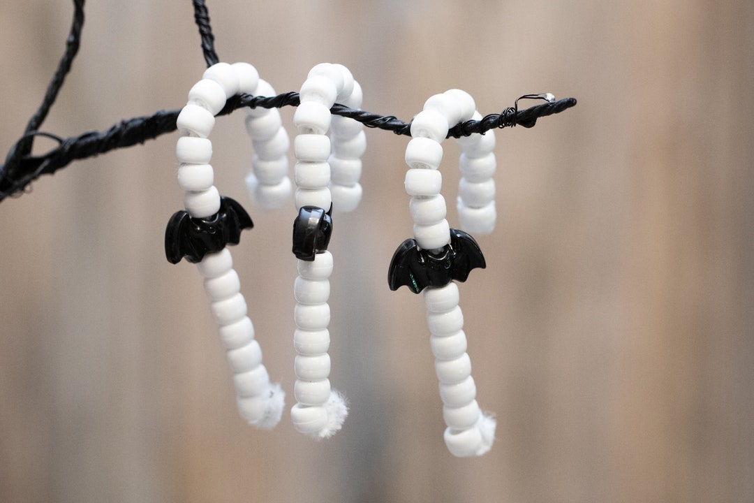 Retro Inspired Goth Bat Candy Canes (set of 3), Black and White ...