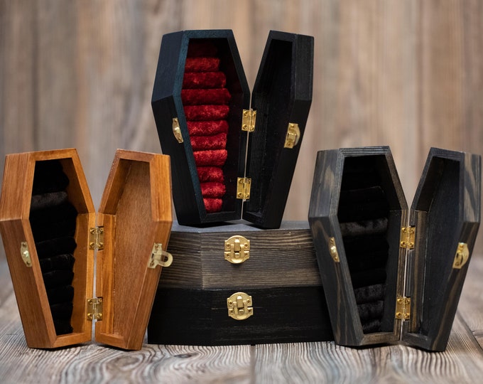 Wooden Coffin Ring Box, Coffin Jewelry Box, Halloween Wedding Box - Etsy