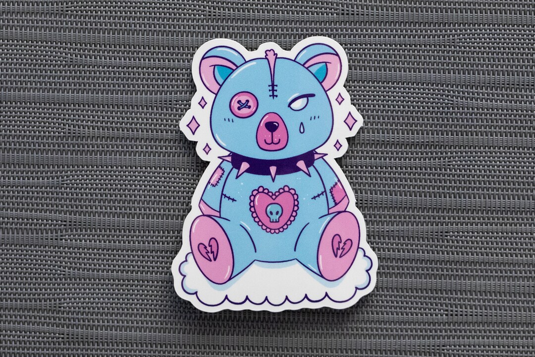 Punk Teddy Bear Vinyl Sticker: Pastel Goth Kawaii - Etsy