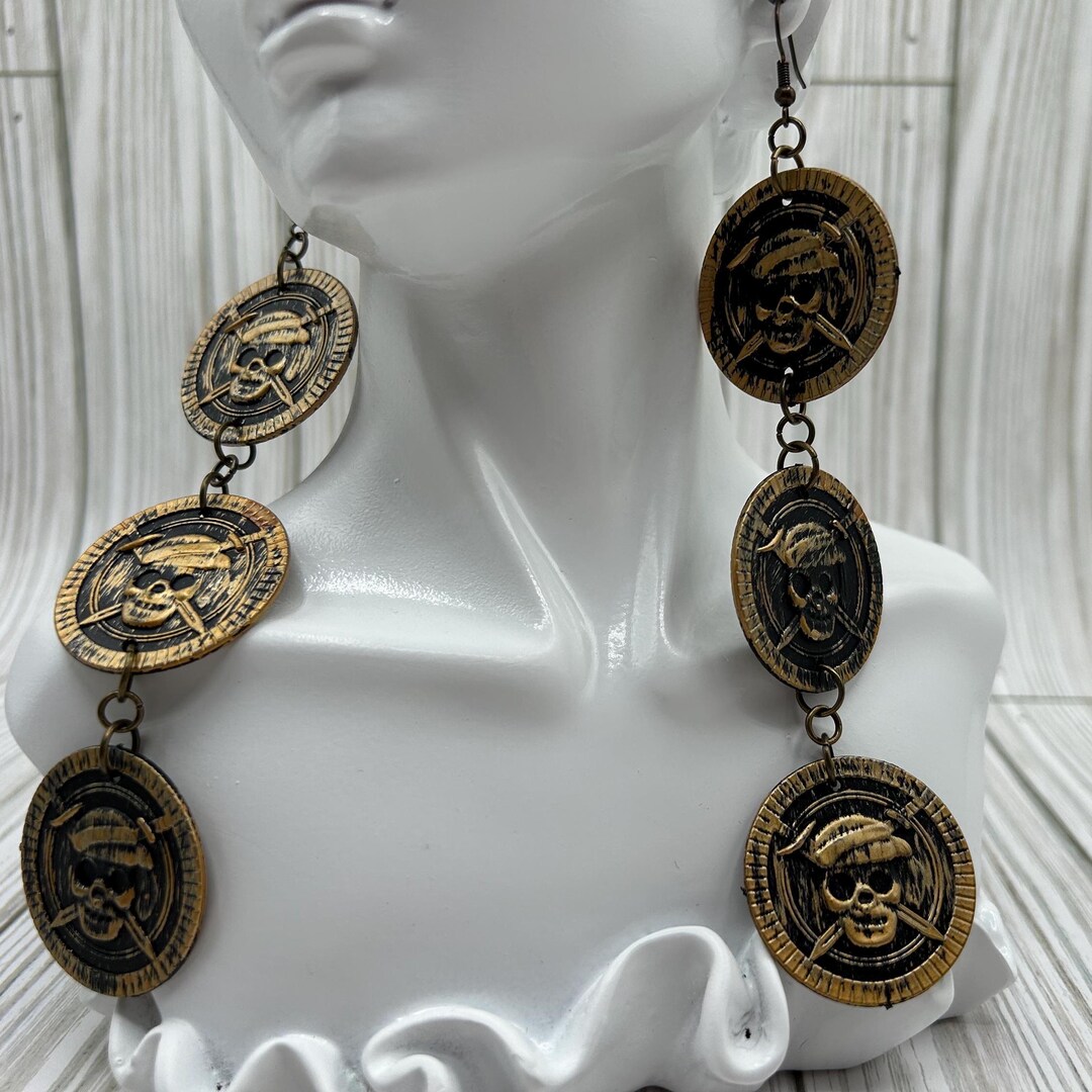 Pirate Coin Gold Earrings- Treasure, Pirate, Costume - Etsy