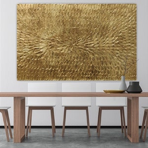 Abstract Painting Gold Texture Original Gold Wall Art on Canvas Golden ...
