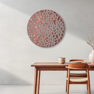 Copper Round Wall Art Textured Circle Wall Art Canvas Metal Wall Decor ...