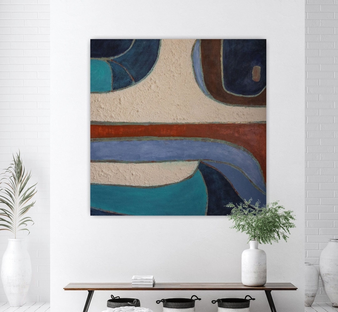 Original Abstract Mid Century Modern Painting Rich Textured Mcm Wall ...