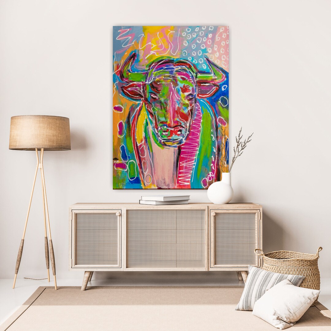 Abstract Art Bull Painting on Canvas Bull Wall Art Expressionist Art ...