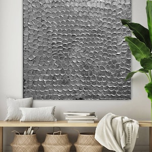 Silver 3D Texture Painting on Canvas Abstract Silver Metallic Painting ...