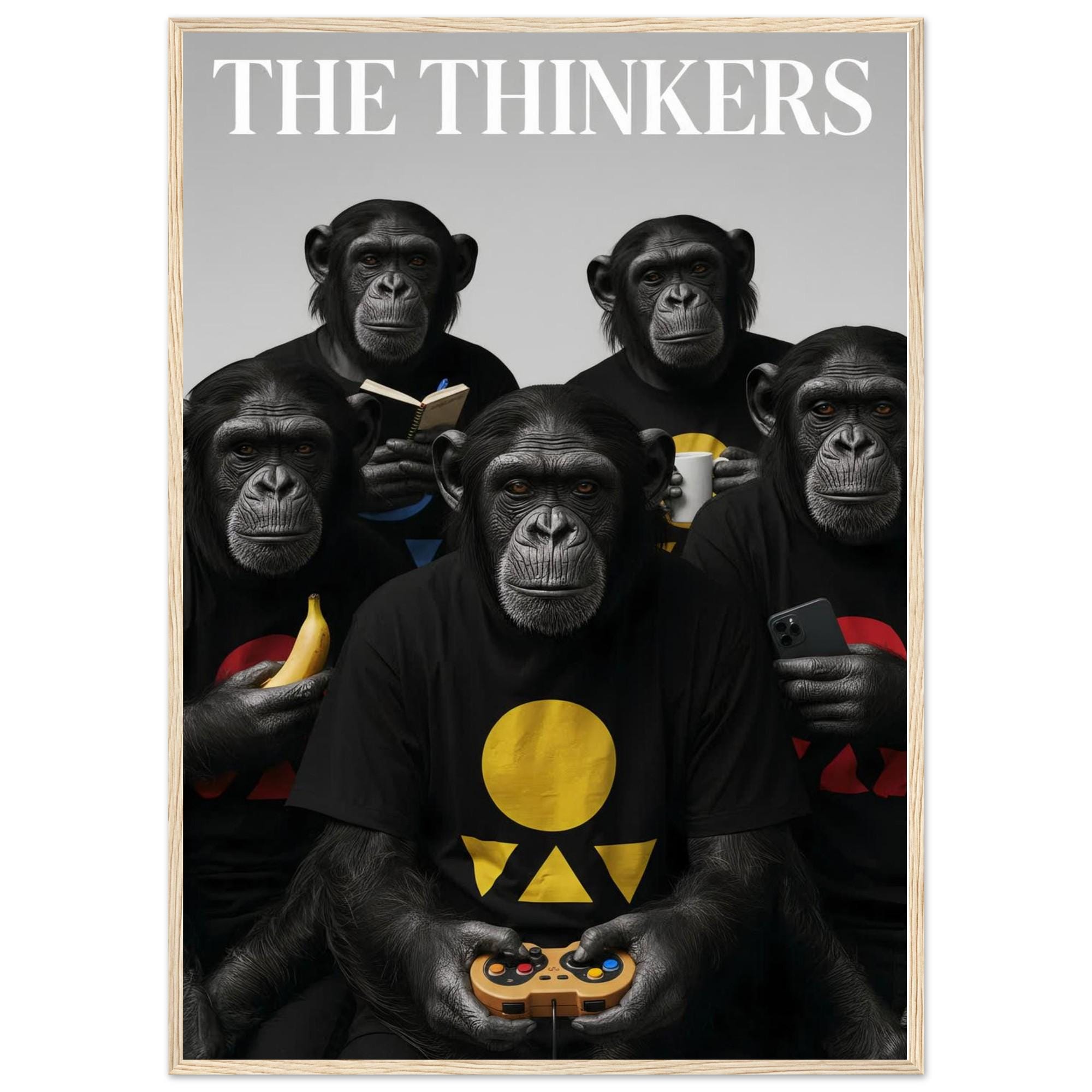 The Thinkers Monkey Poster, Funny Contemporary Wall Art, Intellectual ...