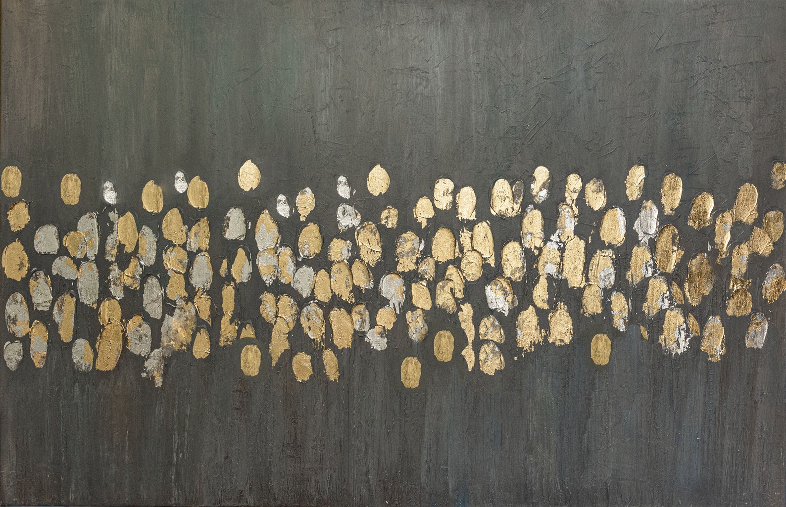 Gold Leaf and Silver Silver Leaf Dots Abstract Wall Art Golden - Etsy