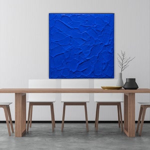 Vibrant Blue Painting Blue Textured 3d Art Minimalist Art Original ...