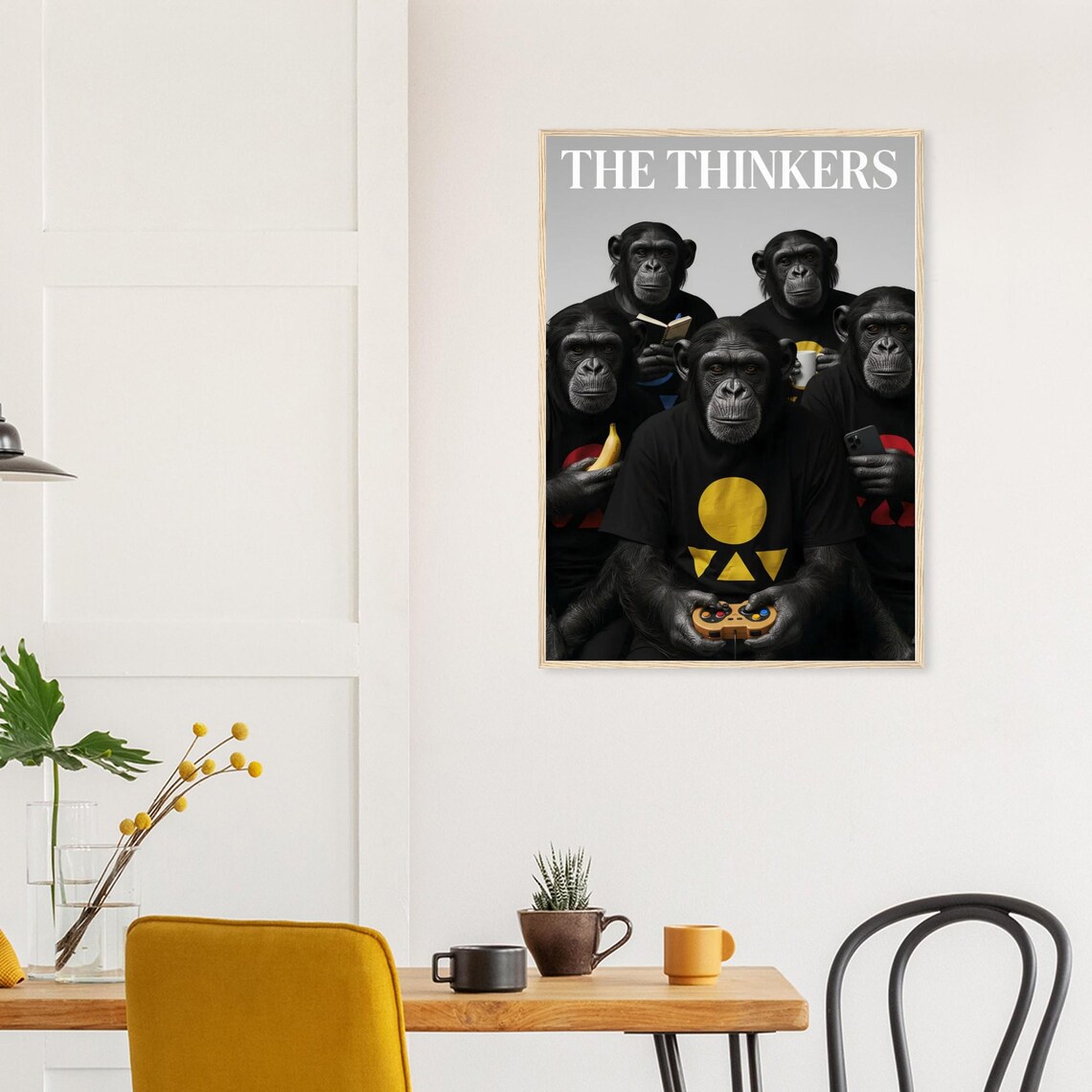The Thinkers Monkey Poster, Funny Contemporary Wall Art, Intellectual ...