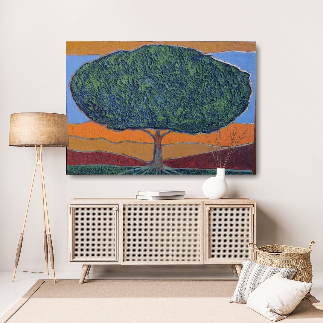 Original Tree Painting 3d Heavy Texture Wall Art Midcentury Modern Boho ...