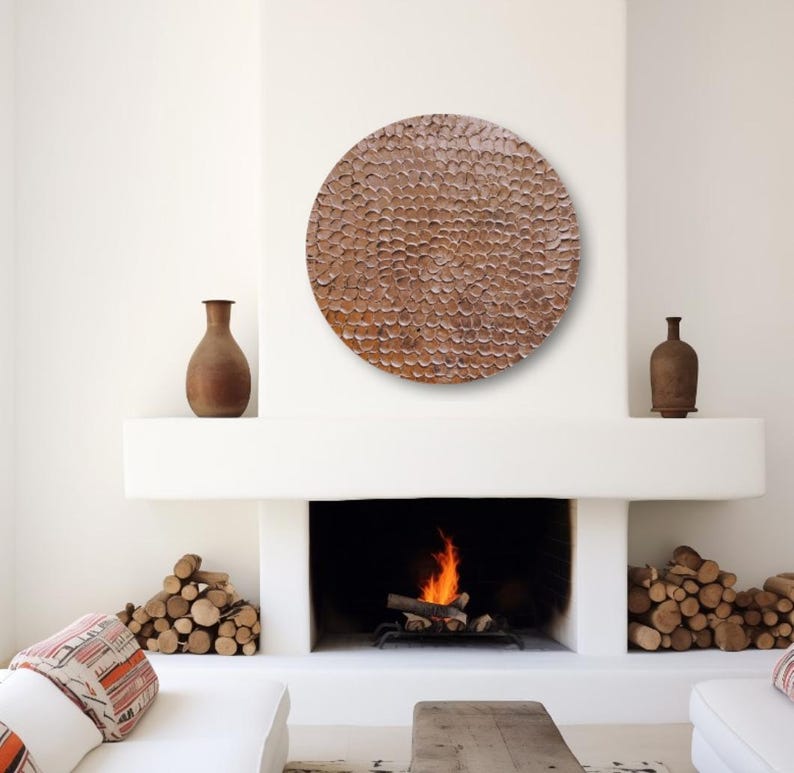 Original 3D Copper Wall Art Wabi Sabi Round Canvas Painting - Etsy