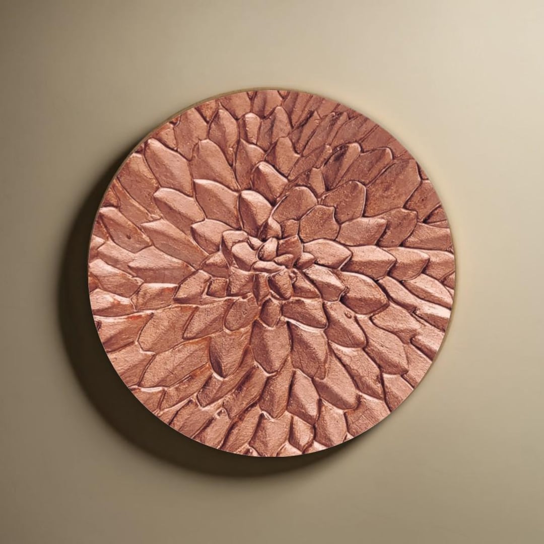 Handmade Copper 3D Textured Circle Wall Art Round Metal Sculpture ...