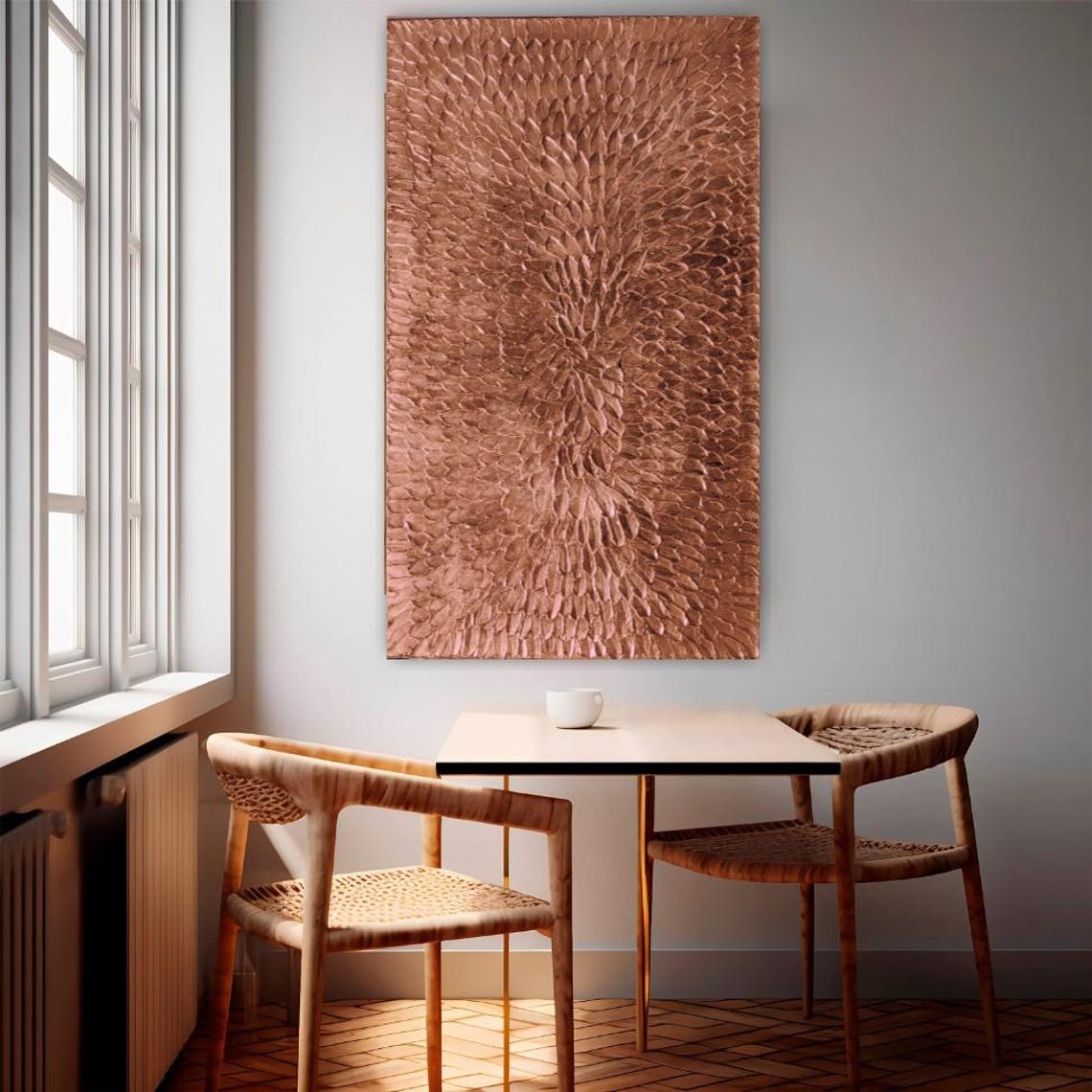 Large Copper Wall Art Handmade Textured Canvas Impasto Painting - Etsy