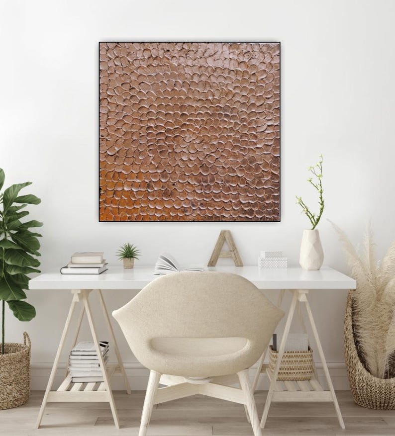 Oversized Textured Copper Wall Art 3d Impasto Painting on Canvas - Etsy