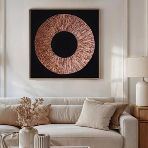 Handmade Copper Circle Wall Art: Round Textured Canvas Decor - Etsy