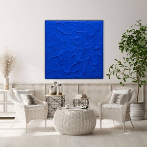Vibrant Blue Painting Blue Textured 3d Art Minimalist Art Original ...