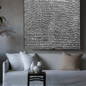 Silver 3D Texture Painting on Canvas Abstract Silver Metallic Painting ...
