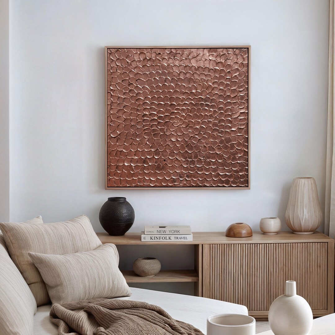 Large Copper Wall Art Copper Foil Art Copper Painting on Canvas Copper ...