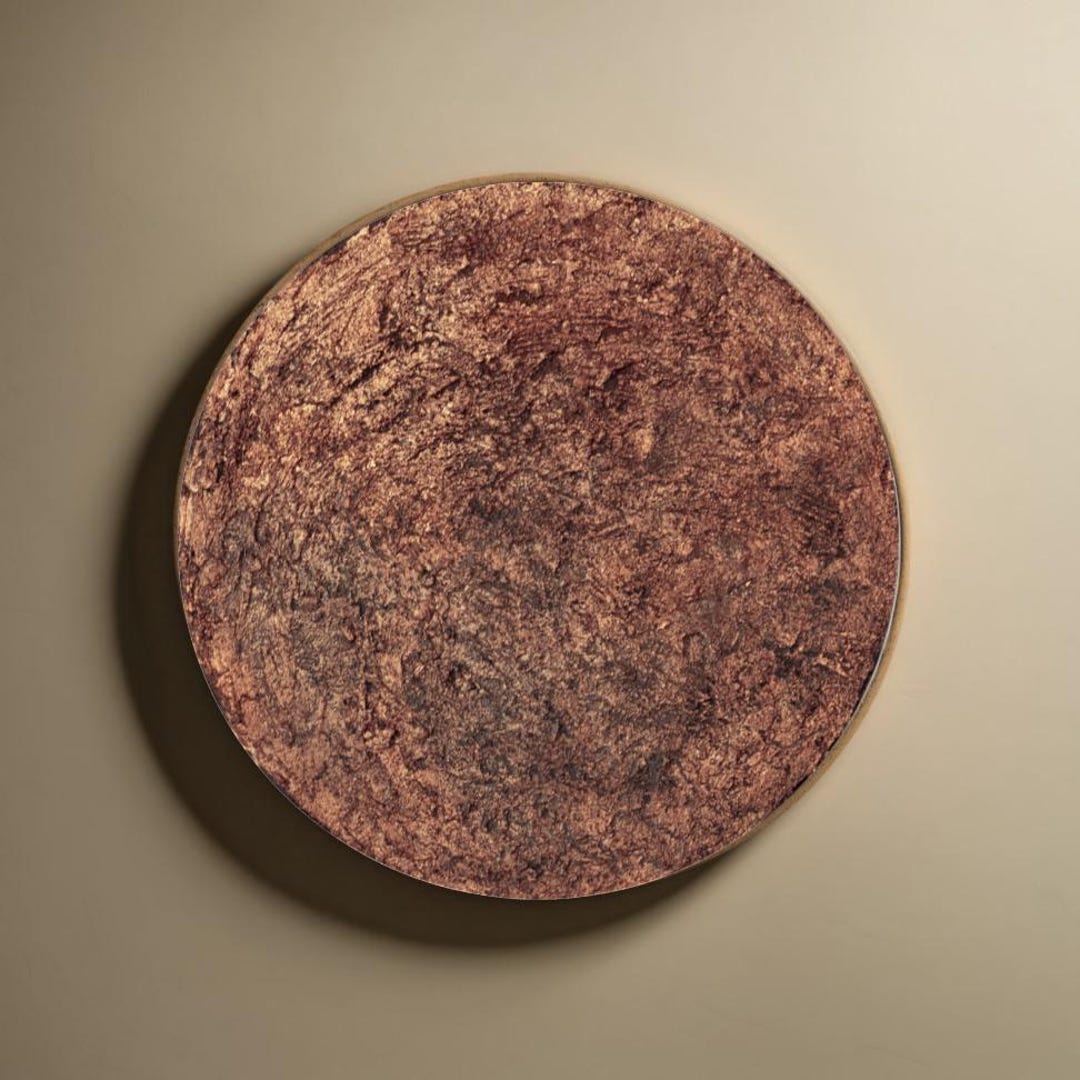 Wabi Sabi Copper Wall Art Circular 3D Textured Rust Sculpture Unique ...