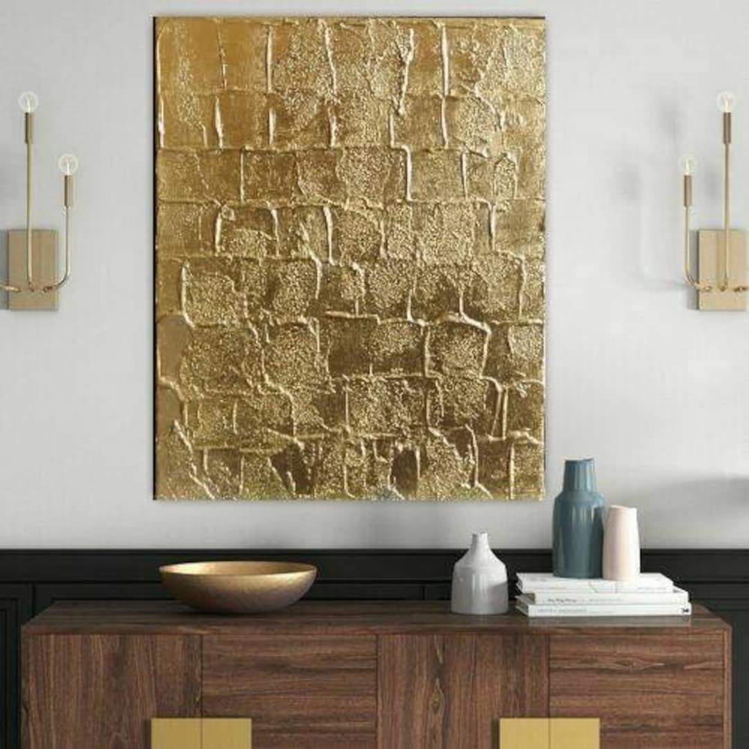 Gold Abstract Textured Wall Art Gold Leaf Art Painting Gold Wall Art ...
