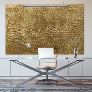 Abstract Painting Gold Texture Original Gold Wall Art on Canvas Golden ...