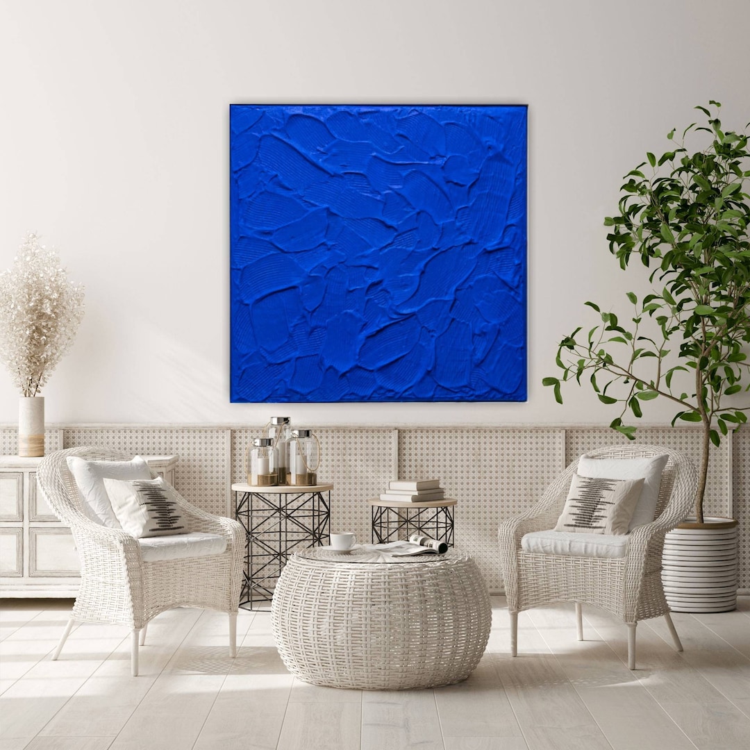 Vibrant Blue Painting Blue Textured 3d Art Minimalist Art Original ...