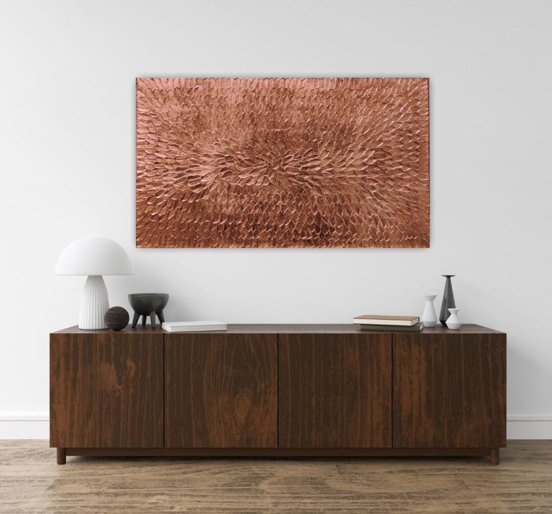 Oversized Painting Copper Wall Art Horizontal Copper Decor Unique ...
