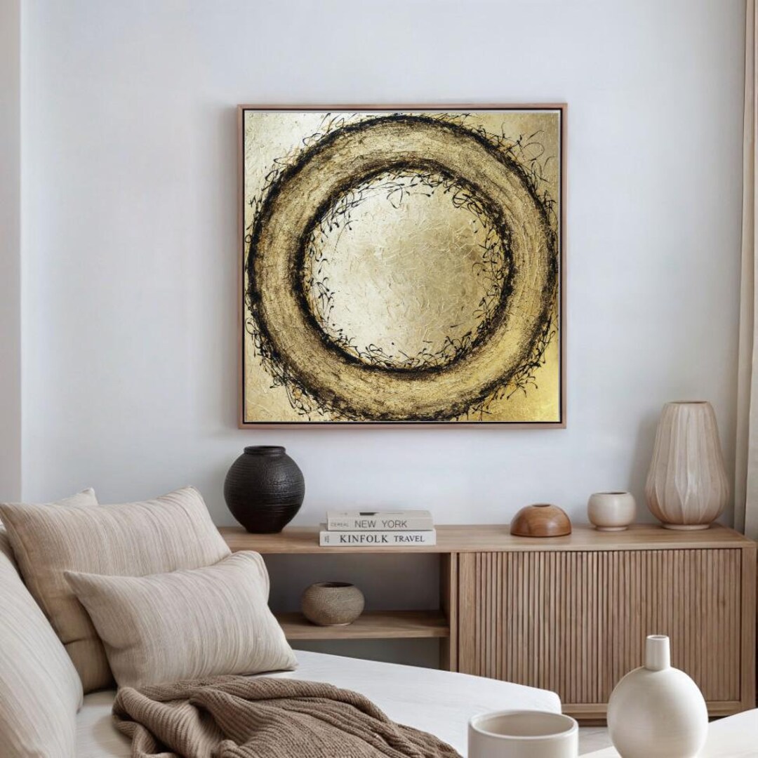 Large Golden Wall Art Gold Painting Contemporary Gold Art Textured Wall ...