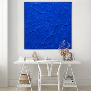 Vibrant Blue Painting Blue Textured 3d Art Minimalist Art Original ...