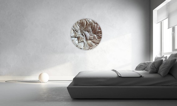 discount wholesale online Silver round relief painting round wall art ...