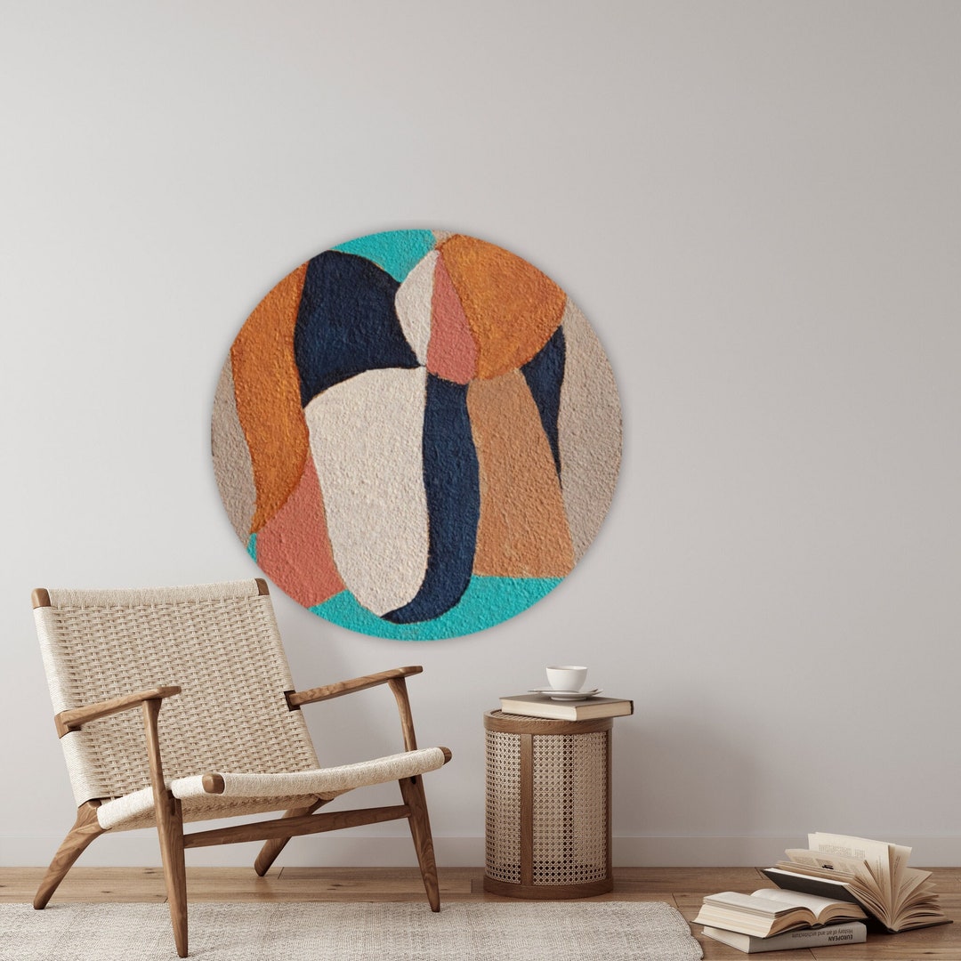 Mid Century Modern Circle Wall Art Original Round Wall Art Painting Mcm ...