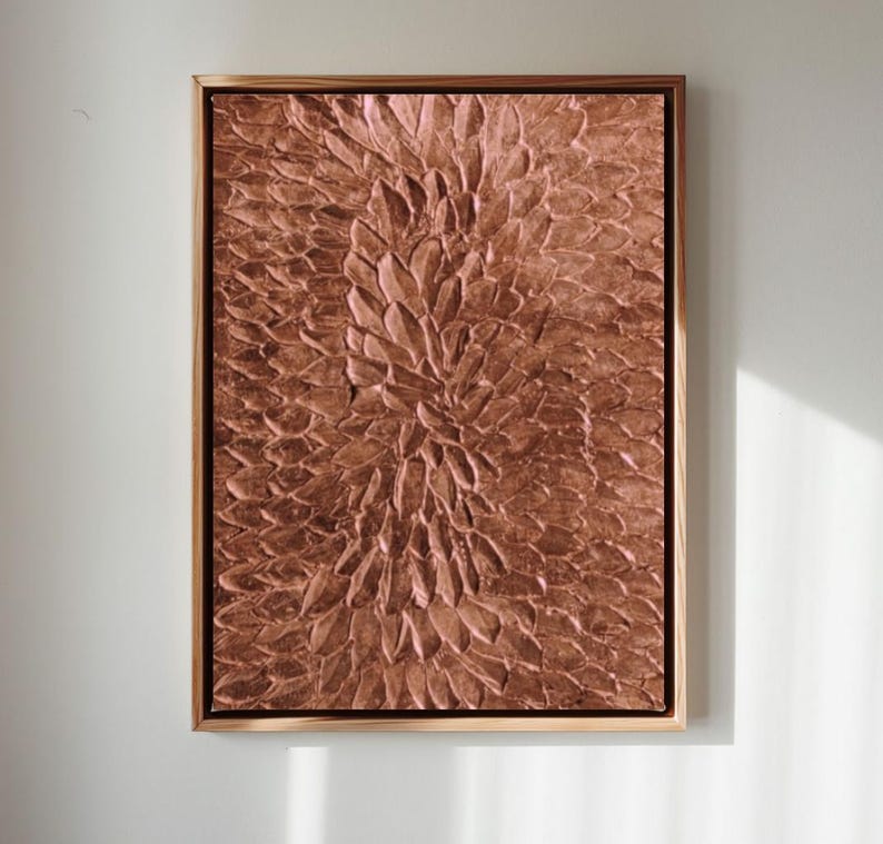 Large Copper Wall Art Handmade Textured Canvas Impasto Painting - Etsy