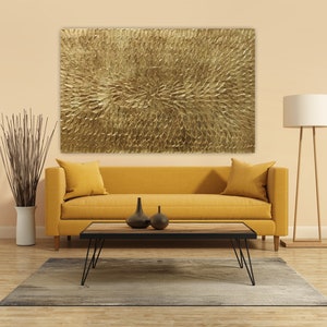 Abstract Painting Gold Texture Original Gold Wall Art on Canvas Golden ...